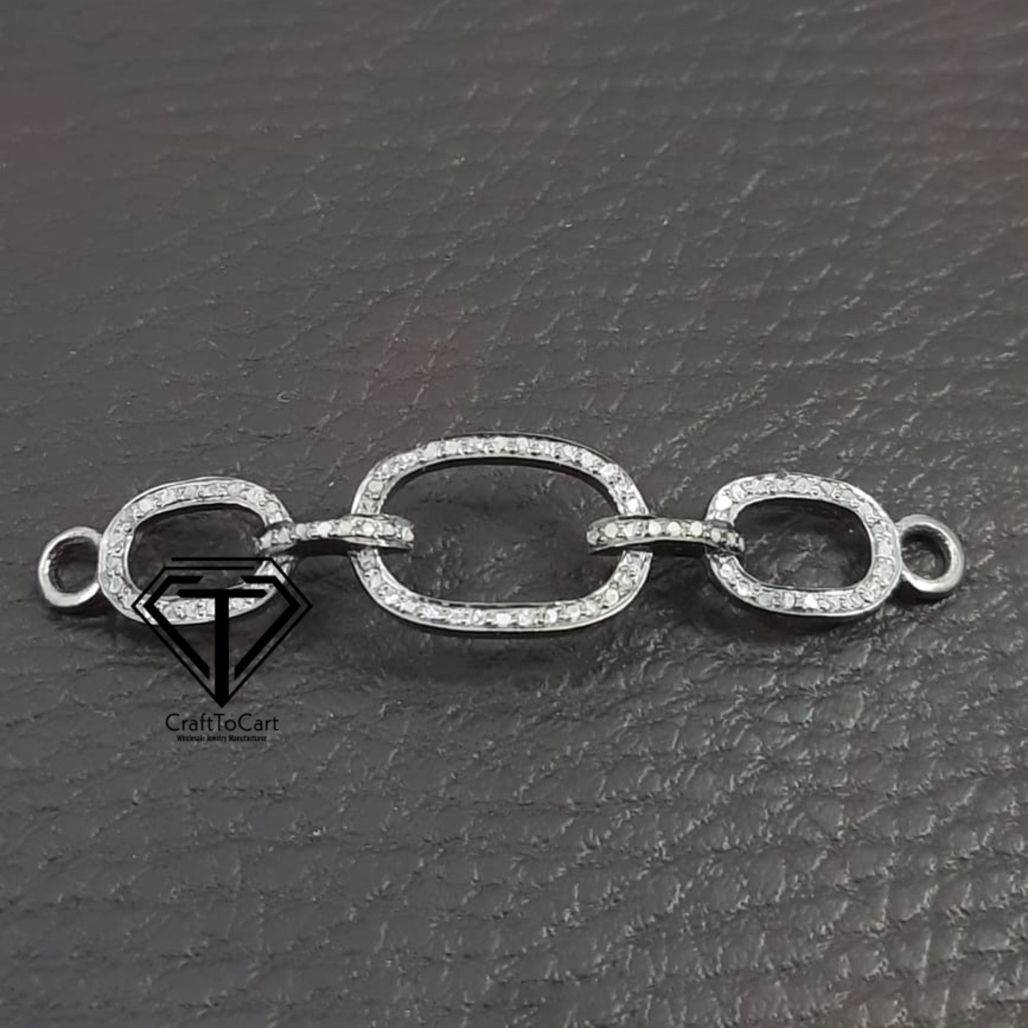 Pave Diamond Bracelet Link, Pave Diamond Interlink bracelet connector ...